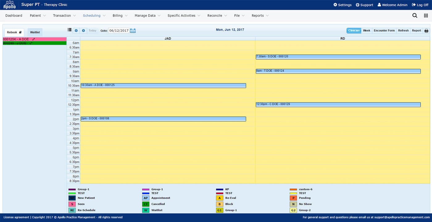 Physical Therapy Scheduling software | PT Scheduling Software - Apollo